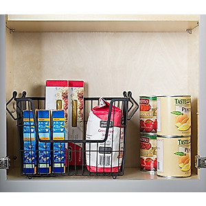 DII Metal Wire Mesh Stackable Utility Storage Bin, Medium Rectangle, 13x11x9", Black