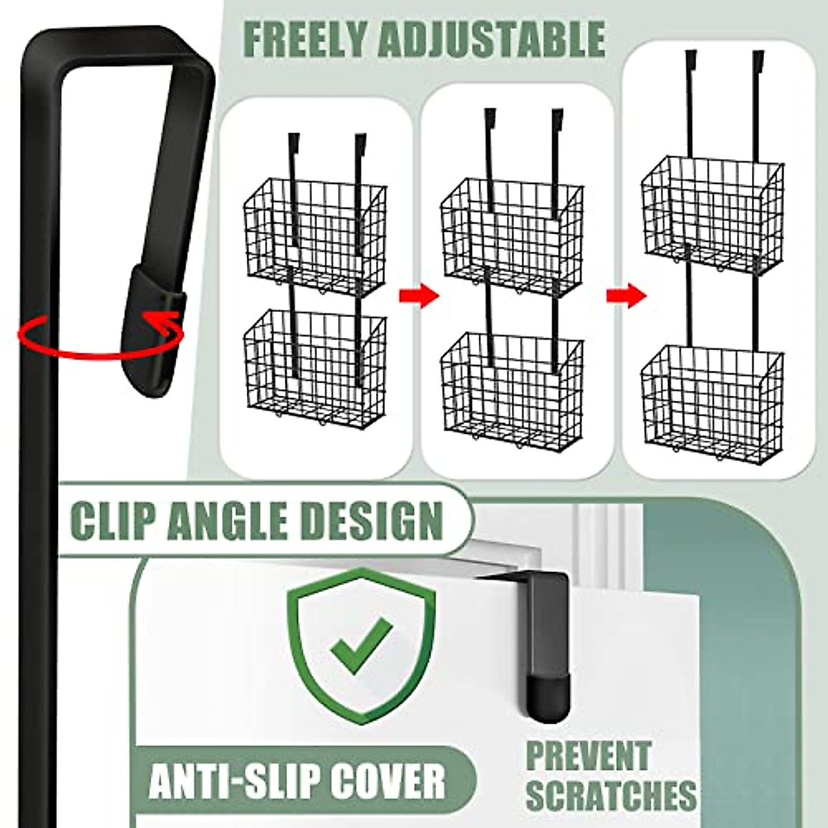 3 Pack Over The Cabinet Door Organizer, Over Doors Wall Mounted Hanging Baskets Organizing for Cutting Board Foils Cookie Sheet and plate, Metal Storage Holder Rack for Kitchen Bathroom Pantry