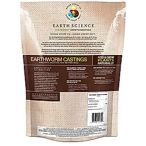 Earth Science – Earthworm Castings – Premium Plant Fertilizer for Indoor & Outdoor Plants – Soil Enhancer for Vegetable Gardens 4lb