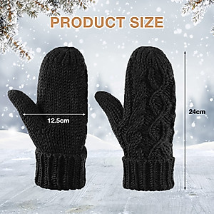 SATINIOR 2 Pairs Winter Gloves Thick Warm Soft Plush Convertible Flip Top Mittens Full Finger Gloves for Women Girls (White, Black, Simple Style)