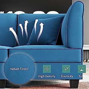 Shintenchi Reversible Modular Sectional Sofa Couch,116" Velvet U-Shaped Sectional Couch Sofa with Ottomans, 6 Pieces Modular Large Sectional Sofa Set for Living Room,Blue