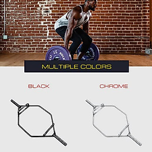HulkFit Olympic 2-Inch Hex Weight Lifting Trap Bar, Closed Trap Bar, Black