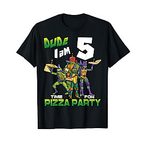 Mademark x Teenage Mutant Ninja Turtles - Dude I am 5 Years Old Turtles Pizza Birthday Party T-Shirt
