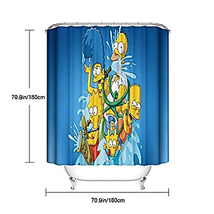 The Sim.psons Shower Curtain Sets with Non Slip Rugs The Sim.psons 4Pcs Shower Curtain Set with Non-Slip Rugs Toilet Lid Cover and Bath Mat, Waterproof Polyester Fabric Bathroom Curtain with 12 Hooks