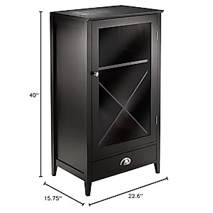 Winsome Bordeaux Modular Wine Cabinet X-Panel, Dark Wood Finish (92442)
