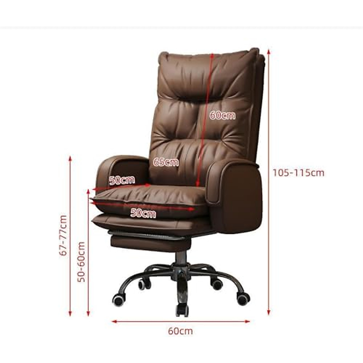 Home Office Desk Chairs, Swivel Chair Leather Computer Office Comfortable Home Ergonomic Swivel Chair (Color : White, Size : Foot Pedal)