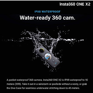 Insta360 ONE X2 360 Camera with Touchscreen - 5.7K30 360 Video, Front SteadyCam Mode, 18MP 360 Photo + InstaPano (No Card)