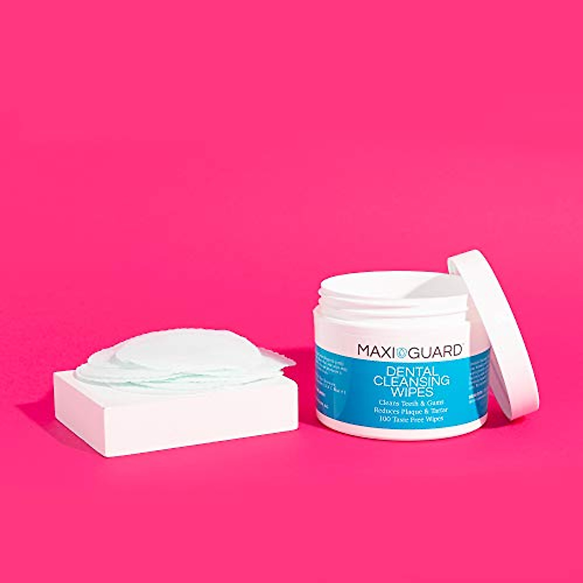 Maxi-Guard Dental Cleansing Wipes for Dogs, Cats, Horses and Companion Animals (100 Wipes), Light Blue/White