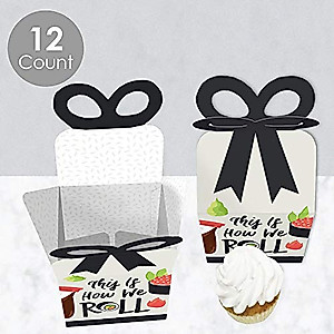Big Dot of Happiness Let’s Roll - Sushi - Square Favor Gift Boxes - Japanese Party Bow Boxes - Set of 12