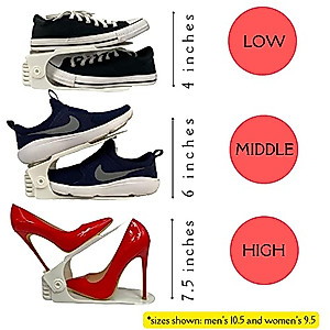 Adjustable Shoe Stackers [20 PACK] - Double Deck Shoe Rack Organizer for Closet Organization - Smart Small Space Solution - Shoe Slot Organizers - Freestanding Stacking Shoe Holder