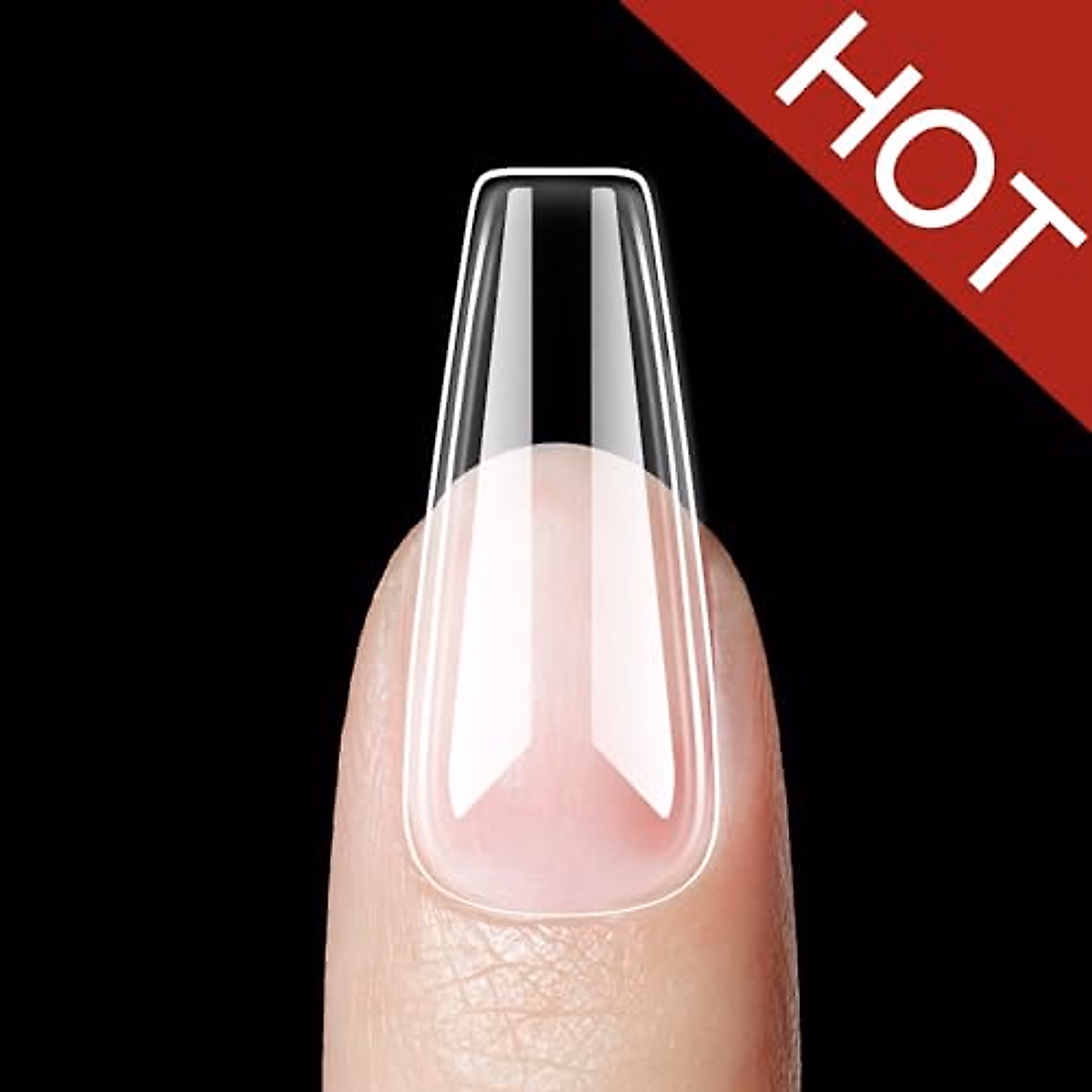 Beetles Gel Polish Nail Extension Kit with 500 Pcs Gelly Tips Long Coffin Shape Clear 2 in 1 Glue Base Coat Innovative Uv Led Lamp for Diy Easy Home Manicure Golden Journey