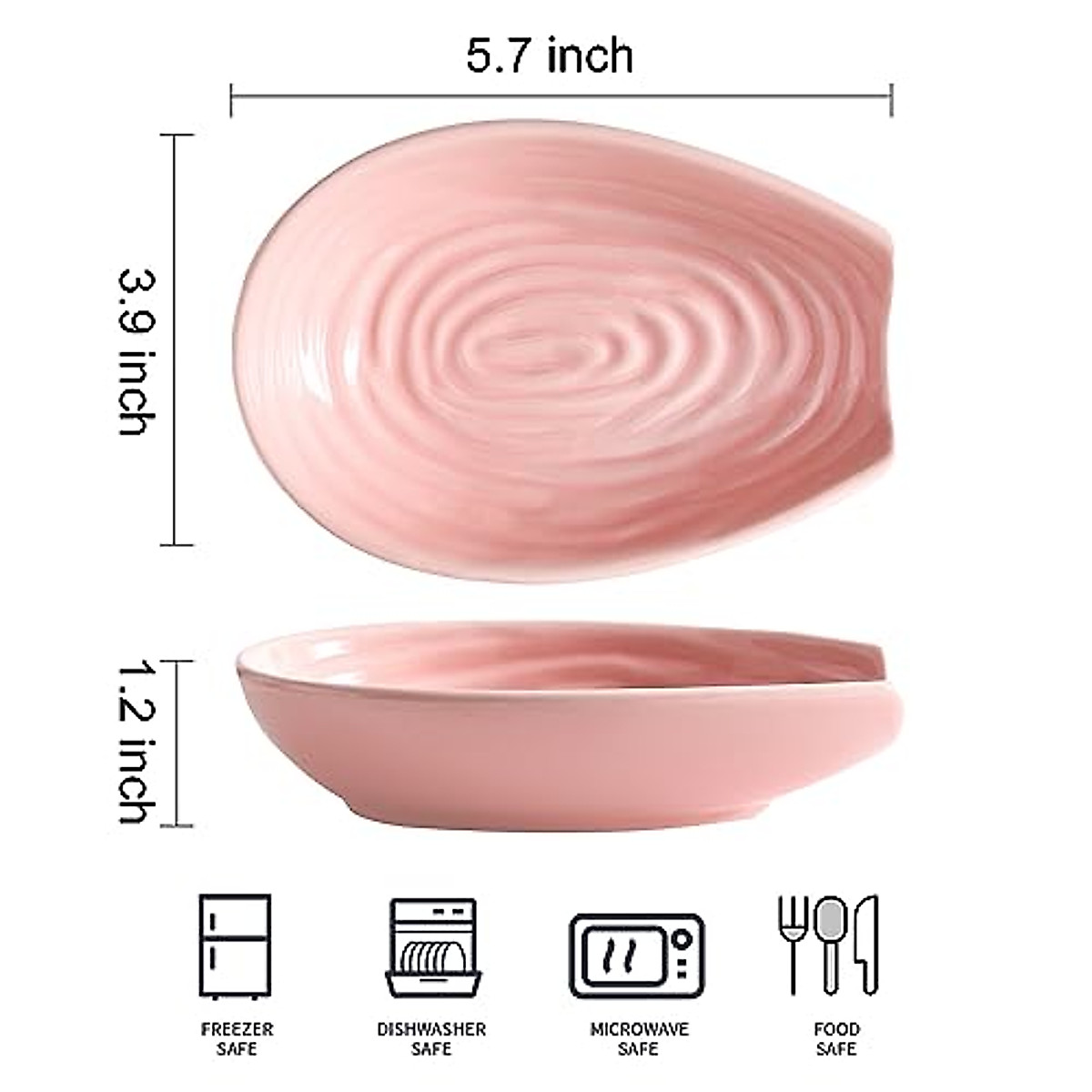 Spoon Rest for Kitchen Counter, Ceramic Cooking Spoon Holder for Stove Top, Porcelain Utensil Rest for Spatula, Ladle, Tong and Spoon, Modern Kitchen Accessories Decor, Pink