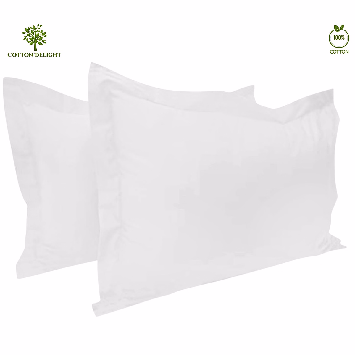 Cotton Delight Queen Pillow Shams Set of 2 White 100% Natural Cotton 600 Thread Count Premium White Pillow Shams, Queen Pillow Shams Pillow Covers with 2 Inch Flang, 20 x 30 inch