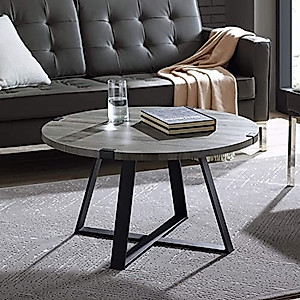 Walker Edison Anastasia Modern Metal Wrap X Base Coffee Table, 30 Inch, Grey