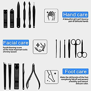 Manicure Pedicure Kit Nail Clippers Set 18 in 1 High Precision Stainless Steel Cutter File Sharp Scissors for Men & Women Fingernails & Toenails Vibrissac Scissors with Stylish Case (Blue_18in1)