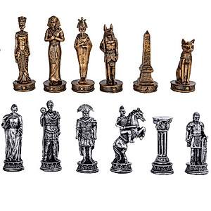 Pacific Giftware Romans Vs Egyptians Chess Set with Glass Board Set