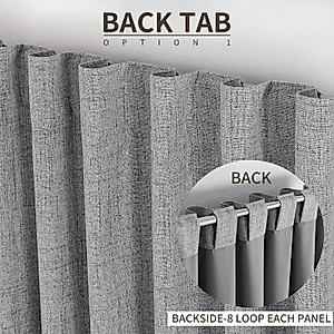 Joydeco 100% Blackout Curtains 108 inches Long Natural Linen Drapes 2 Panels Set Burg for Bedroom Living Room Black Out Darkening Curtain Thermal Insulated Back tab Rod Pocket(52x108 inch,Light Grey)