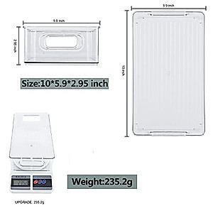 Refrigerator Organizer Bins,Kstkry 4 Piece Transparent Kitchen Storage Box Adaptable To Freezer Kitchen Cabinet Pantry Food Storage Shelf Beverage Fruit Canned Goods Vegetables Cheese(BPA free)