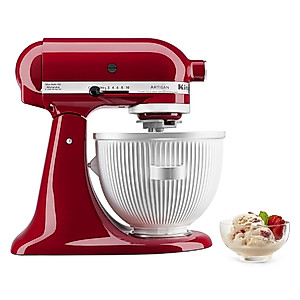 KitchenAid Shave Ice Attachment, KSMSIA, White, 4 Molds and KitchenAid Ice Cream Maker Attachment Stand Mixer, 2 Quart, White