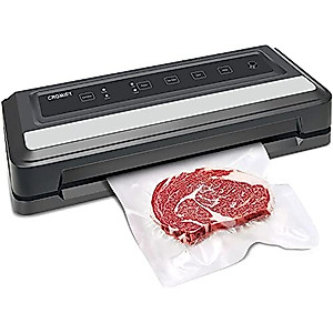 Cromify Vacuum Sealer Machine, Fully Automatic Food Vacuum Sealer Machine, Up To 100 Consecutive Seals, 8-in-1 Presets Starter Kit, Detachable Easy to Clean, Dry & Moist Food Modes Compact Design Black