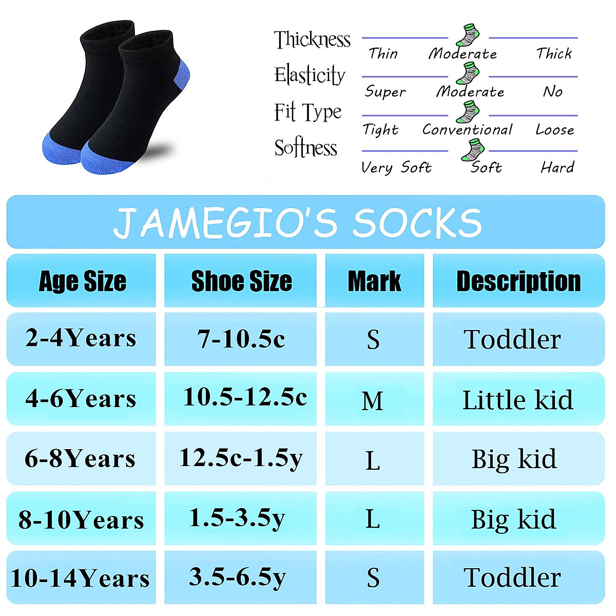 JAMEGIO 20 Pairs kids Low Cut Athletic Ankle Socks Little Boys Girls Ankle Cotton Socks Half Cushion Low Cut Socks(6-8 Years)