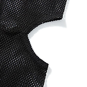 Villagepageme Rave Tops for Women Sheer Mesh Long Sleeve Crop Top See Through Cover Ups with Buckle (G-Black, L)