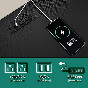 YITAHOME 55" Executive Desk and Lateral File Cabinet, 3 Drawers File Cabinet with Charging Station, L Shaped Desk Computer Desk Home Office Furniture Sets with Drawers & Storage Shelves, Walnut+Black