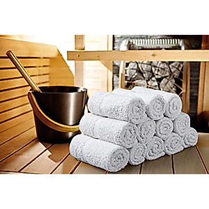 Terry Towels Salon White 12 Pack Towels Set Pk 12 Cotton Saloon Soft Gym Towel-(White)-16 x 27-Ringspun Cotton Softness and Absorbency, Easy Care