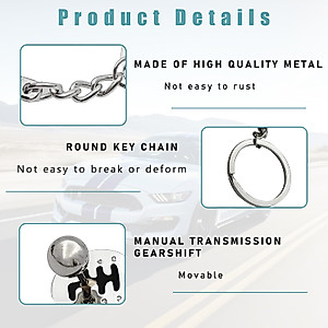 Kewucn Car Shifter Gear Keychain, Creative 6 Speed Manual Transmission Shift Lever Keyring, Auto Gearbox Shifter Key Chain (White)