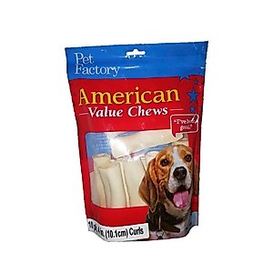 Pet Factory 28110 4-5" Rawhide Rolls for Dogs. Thick Beefhide Treats. 10 Pack