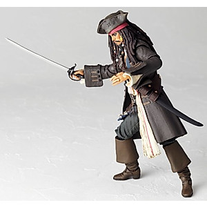 Pirates of the Carribean Revoltech SciFi Super Poseable Action Figure Jack Sparrow by Kaiyodo Jap.
