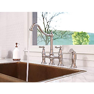 Pfister Courant Kitchen Faucet with Side Sprayer, 2-Handle, High Arc, Stainless Steel Finish, F0314COS