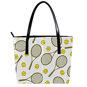 Women's Large Size Canvas Shoulder Bag Hobo Crossbody Handbag Casual Tote, Seamless Tennis Racket