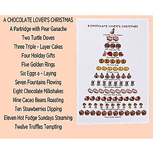 Peking Handicraft Twelve Days of Chocolate Lovers Christmas Flour Sack Kitchen Dish Towel - 18" x 26"