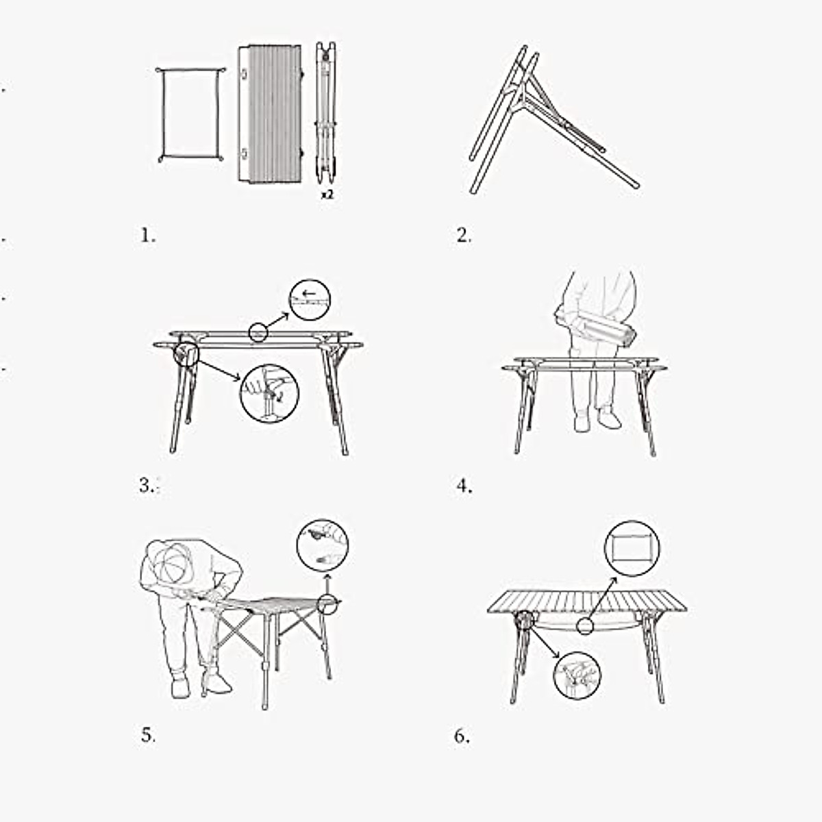 SUNESA Portable Picnic Table Folding Camping Table with Storage Bag Height Adjustable Portable Foldable Aluminum Picnic Table Roll Up Table Top Dining Table Foldable Camping Table