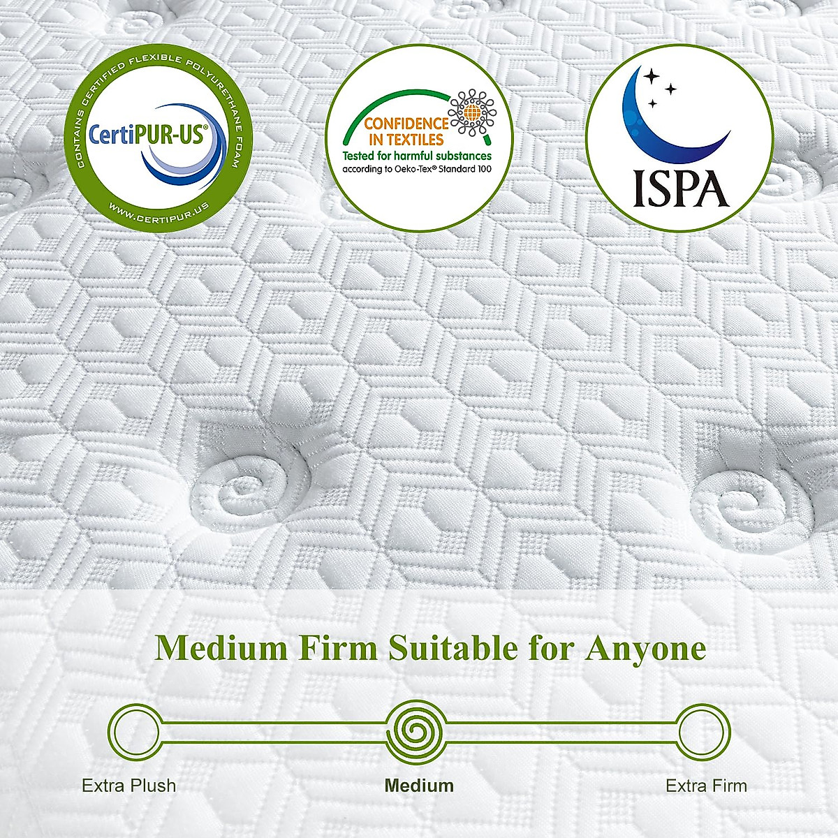 King Mattress, 12 Inch Hybrid Mattress In a Box with Gel Memory Foam, Individual Pocket Spring for Motion Isolation, Deep Sleep, Medium Firm Feel King Size Mattress, 100 Nights Trial, CertiPUR-US