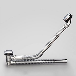 FKLGJFO Full Brass Bathroom Bathtub Drainer Push Down Up Hold Bath Waste Drains for Bathing Tub Drain