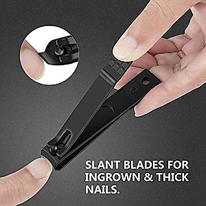 Nail Clippers Set Black Matte Stainless Steel Fingernail & Thick Toenail & Ingrown Nail Clippers, Perfect 3 pcs Nail Clippers Cutter for Men and Women(Black)