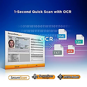 Plustek SecureScan X50 - Passport and ID Card Scanner, Auto-Detect and Scan in 1 Sec Support ICAO Doc 9303 Standards. for Windows only