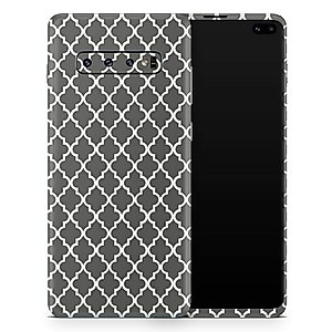 DesignSkinz Gray & White Seamless Morocan Pattern Protective Vinyl Decal Wrap Skin Cover Compatible with The Samsung Galaxy S20 (Screen Trim & Back Glass Skin)