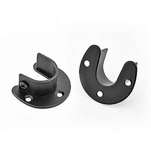 Brackets, U Shaped, 2 Packs Heavy Duty Metal Steel Closet Pole Socket Set 1-1/2", Black