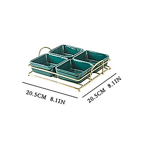 Salad Bowls Home Four-grid Ceramic Platter With Shelf Snack Fruit Plate Modern Restaurant Snack Plate Creative Snack Candy Dried Fruit Plate Soy Sauce Dish Salad Bowls (Color : 1)