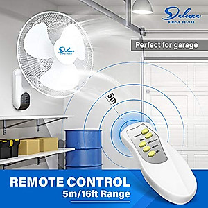 Simple Deluxe Digital Wall Mount Fan with Remote Control 3 Oscillating Modes, Speed, 72 Inches Power Cord