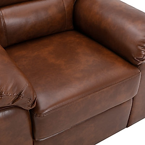 Morden Fort Faux Leather Accent Chair, Mid-Century Modern luxury and Comfy Furniture Sleeper Couches for Living Room, Apartment, Office, Reading Room, Bedroom