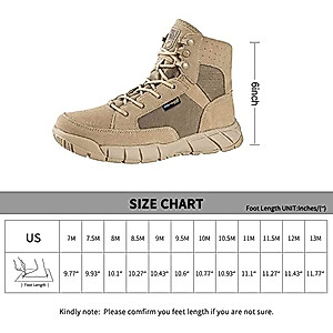 FREE SOLDIER Men's Tactical Boots 6 Inches Summer Lightweight Breathable Desert Boots with Thin Durable Fabric (Tan, 10)