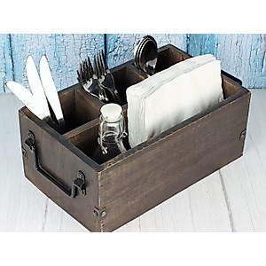 ARTISENIA Mother's Day Gifts Wooden Kitchen Utensil Holder With 4 Compartments Wood Utensil Organizer for Cutlery, Napkins, Cups Caddy Organizer