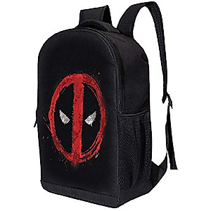 MARVEL COMICS CLASSIC DEADPOOL BACKPACK - MARVEL BLACK DEADPOOL 18 INCH AIR MESH PADDED BAG (Deadpool Logo Spray 2)