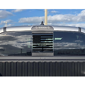 Xinghe for Dodge Ram 2009 to 2024, American Flag Decals Stickers for Truck Back Middle Window, Matte Black USA Flag Decal