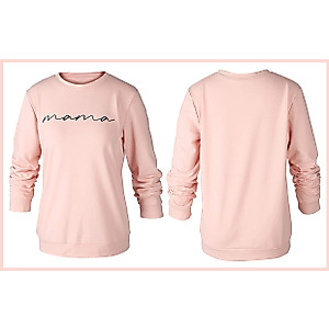 ASTANFY Mama Shirts Women Mama Letter Printed T-Shirt Mama Graphic Tee Casual Short Sleeve Tops Tee Medium