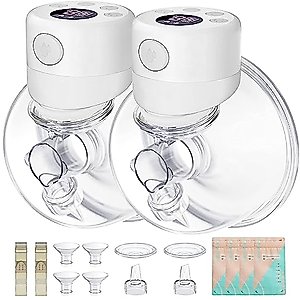 XIMYRA Breast Pumps, Double Wearable Breast Pump, Portable Hands Free Electric Breastpump Rechargeable Milk Extractor-24mm Flange with 2-21mm Inserts,2-19mm Inserts